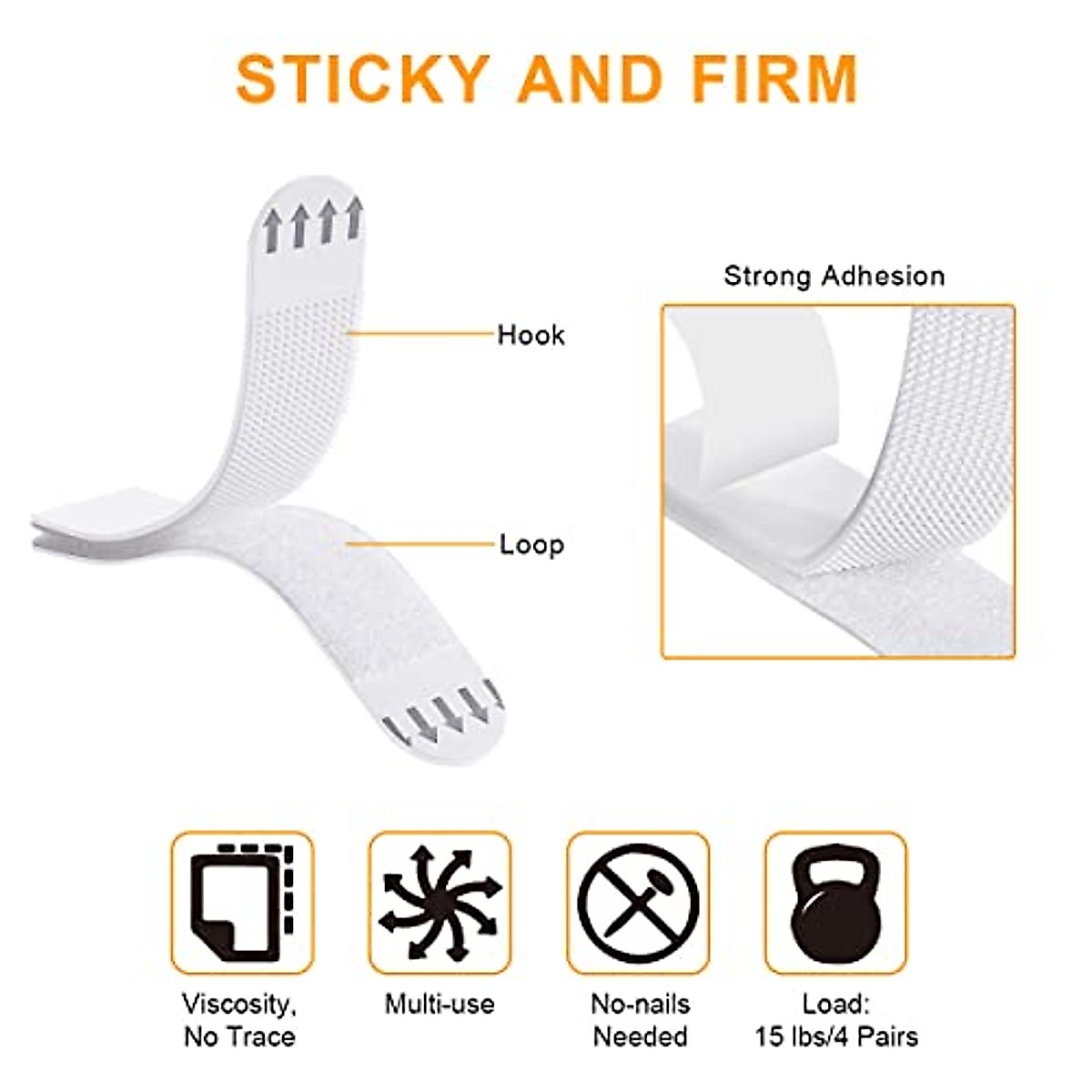 Ainiv 32-Pairs(64 Strips) Large Picture Hanging Strips Heavy Duty, Adhesive Hook and Loop Mounting Tapes Damage Free No Nails Picture Hangers for Frame Hanging Poster Strips Christmas Decorations