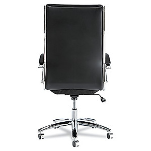 Alera ALENR4119 Neratoli Series High-Back Slim Leather Chair - Black/Chrome