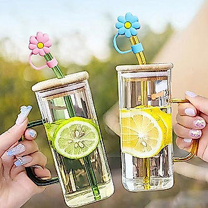 6PCS Straw Cover Cap for Stanley Cup, Silicone Straw Topper fit Stanley 30&40 Oz Tumbler with Handle,10mm Cute Drinking Straw Tip Covers for Stanley Cups Accessories