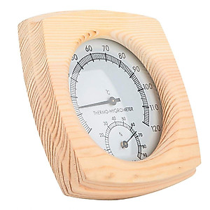 B18JPsF Wooden Sauna Thermometer,Sauna Room Hygrometer Thermometer Digital Sauna Temperature Meter Humidity Meter Used in Sauna Room, Bathroom, Hot Tubs Supplies etc