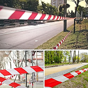 VICMORE High Visibility Red White Stripe Caution Tape 3" x 300' Roll for Safety & Warning Durable & Eye-Catching Barrier Tape for Construction, Hazards, and Events Easily Spotted Hazard Tape