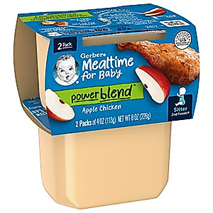 Gerber Mealtime for Baby 2nd Foods PowerBlend Baby Food Tubs, Apple Chicken, Unsweetened with No Added Colors or Flavors, 2 - 4 oz Tubs/Pack (Pack of 8)