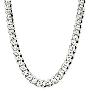 925 Sterling Silver 14mm Beveled Curb Chain Necklace, Bracelet or Anklet
