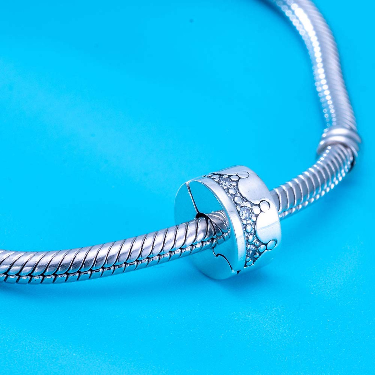 Original 925 Sterling Silver Charms Clip Lock Spacers Stopper Charm Beads For Bracelets (Crown Clip)