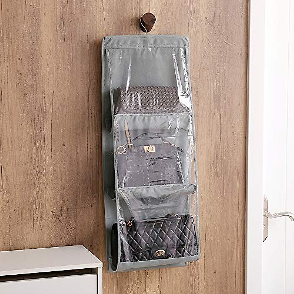 DIOMMELL Purses Hanger Hanging Handbag Organizer Bags Storage Holder for Closet with 6 Larger Pockets