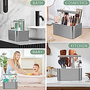 BYUNER Portable Shower Caddy Basket Bin with Handle and Adjustable dividers for College Dorm, Large Plastic Bathroom Storage Organizer Tote