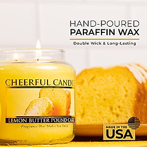 A Cheerful Giver - Lemon Butter Pound Cake Scented Glass Jar Candle (16 oz) with Lid & True to Life Fragrance Made in USA