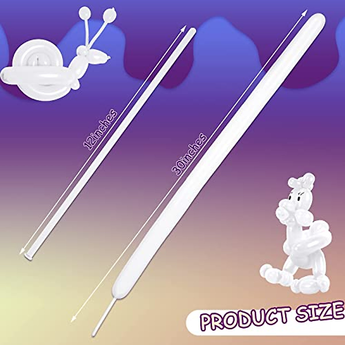 200 Pieces Long Twisting Balloons Latex Twist Balloons 260Q Animal Modeling Balloons Twist Magic Sculpting Balloons Thickening Latex Balloons for Christmas Birthday Wedding Party Decorations (White)