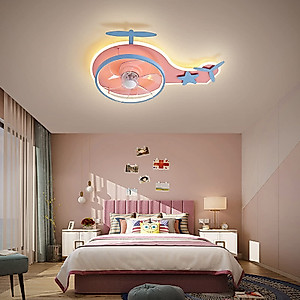 YUEGOO Ventiladores De Techo con Lámparas, Luces De Techo Del Ventilador, Moderna Doméstica Invisible Ventilador Inteligente Colgante Luminaria Sala De Niños 5 Cuchillas De Ventilador Lámpara Colgante