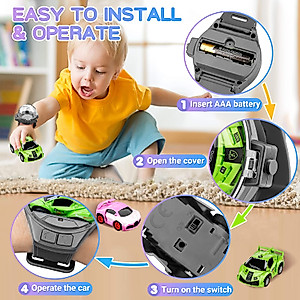 2024 New Mini Remote Control Car Watch Toys, 2.4 GHz Cartoon RC Watch Racing Car, USB Charging Remote Control Car, TikTok Watch Car Hand Controlled Watch RC Car for Boys Girls Birthday Gift (Green)