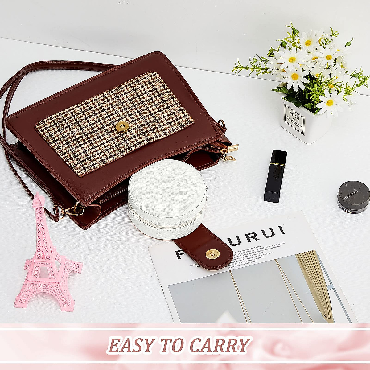 12 Pcs Travel Jewelry Case Bridesmaid Gift Boxes Jewelry Travel Organizer Small Round Jewelry Box Mini Storage Box(White)