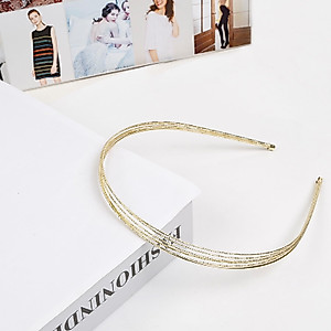 Tobeffect Multi Layers Metal Headbands for Women, 2Packs Fashion Thin Headband Layered Gold Elegant Hairbands Headpiece Hair Accessories for Girls