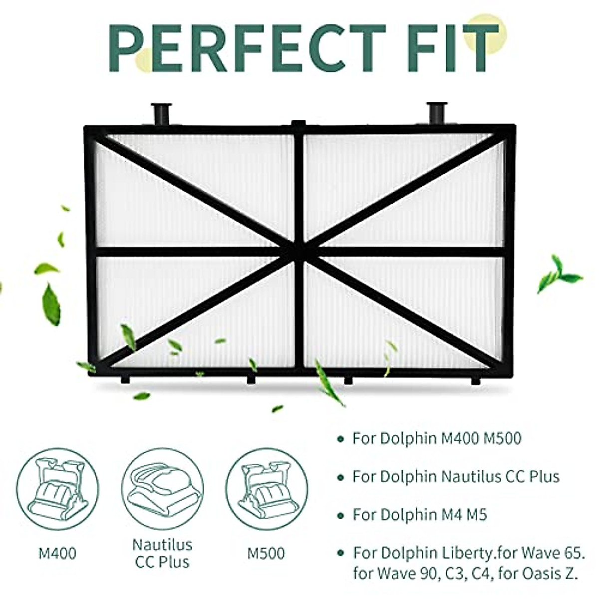 Sancera Ultra-Fine Filter for Dolphin Parts 9991432-R4, Compatible with Dolphin m400, m500, Nautilus CC Plus Robotic Pool Cleaner Filters Replacement, White, 10.5 × 6.38 inch