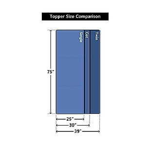 Olee Sleep Tri-Folding Memory Foam Mattress Topper, 4 Inch Gel Folding Mattress for Camping, Foldable Guest Bed, CertiPUR-US Certified, Soft, Blue, Twin Size