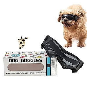SHAMR Dog Sunglasses Dog Goggles Doggles UV Eye Protection Dog Glasses for Small to Medium Breed, Dust and Water Proof with Soft Frame (Black)