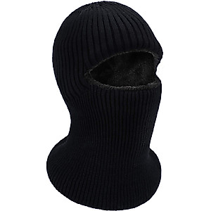 Winter Ski Mask for Men Knitted Full Face Mask Balaclava Hats 1 Hole Winter Ski Mask Fleece for Men Women Favors (Black, Medium)
