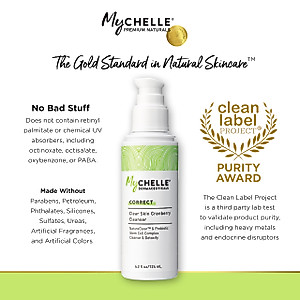 MyCHELLE Dermaceuticals Clear Skin Cranberry Cleanser (4.2 Fl Oz) - Correcting Exfoliator for Oily Skin, Facial Cleanser That Clarifies, Purifies, and Revitalizes Blemish-Prone Skin