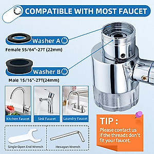CECEFIN Water-Filter for Sink-Faucet Extender-Aerator - 9pcs Cartridges Reduce Chlorine for Bathroom/Kitchen Skin Face Eye Wash,Brass Faucet Mount Purifier System,1080°Rotating 2-Mode Swivel Aerator