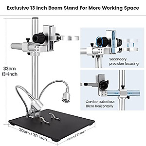 3 Lens 7 inch HDMI Digital Microscope 2000X for Soldering with 13'' Arm Boom Stand LINKMICRO LM246MS UHD 2160P Error Coin Microscope Full View of Coins, Microscope Kit for Adults, PCB Repair DIY