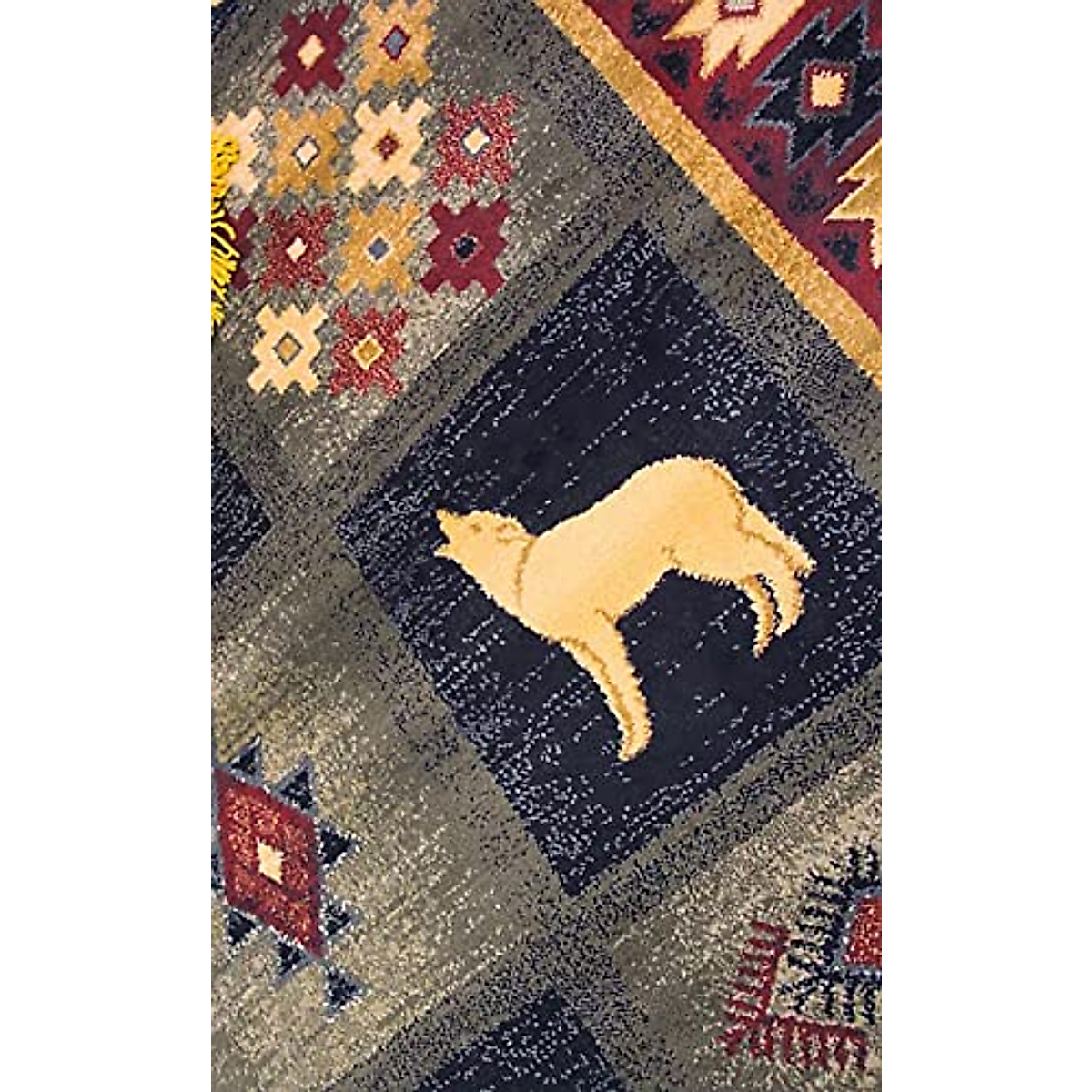 Black Animals Plants Print Pattern Living Room Area Rug Vintage European Style Rustic Rugs Bear Tree Deer Floor Carpet Mat,2'x3'