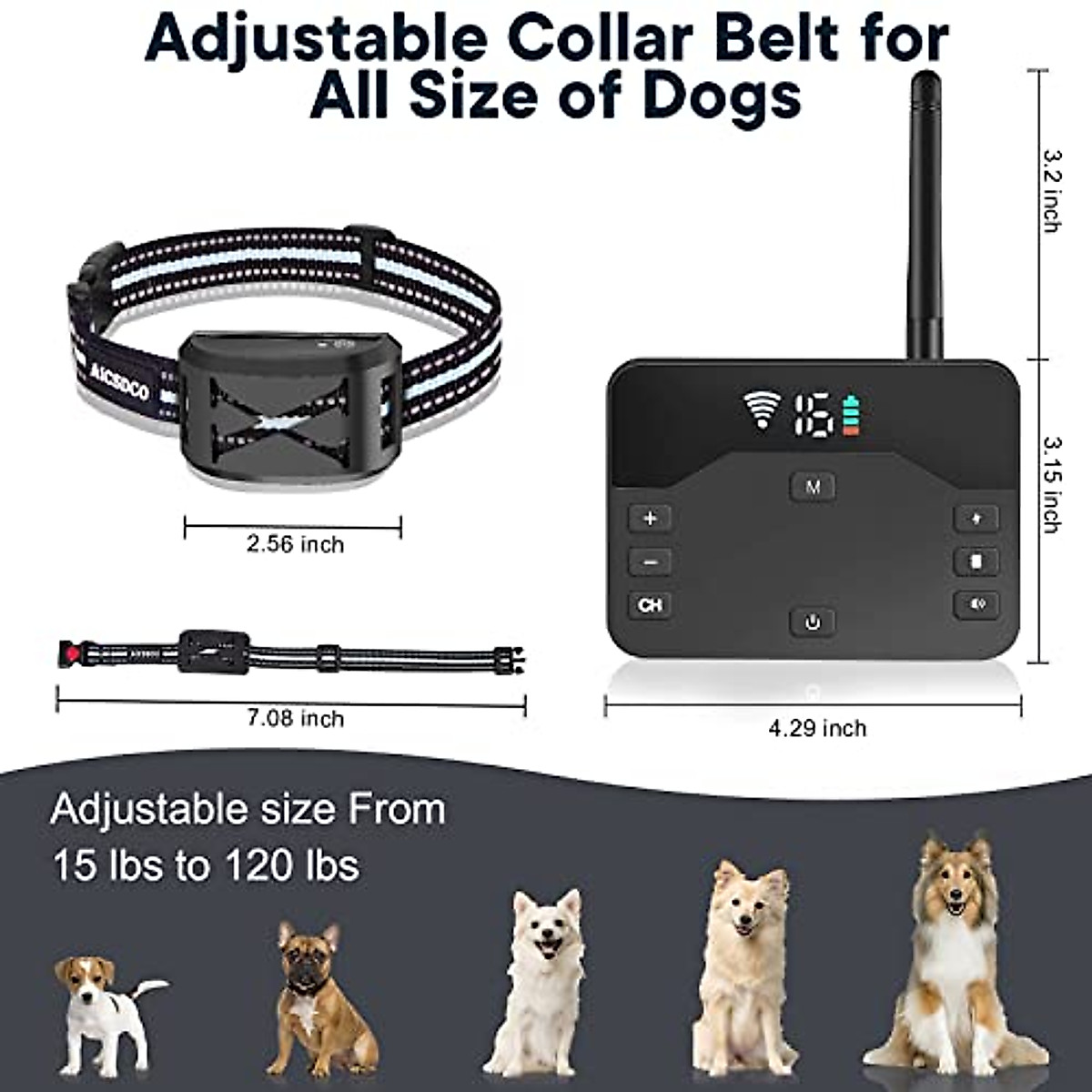 AICSDCO Wireless Dog Fence System,2023 Electric Fence & Training Collar for Dogs, 2 in 1 Pet Containment Fence and Safety Latch Dog Collar for Small,Medium,Large Dog for The Yard