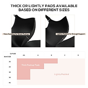 DOBREVA Women's Plunge Bra Deep V Sexy Underwire Low Cut Bras T Shirt Cleavage Lightly Padded Black 36B