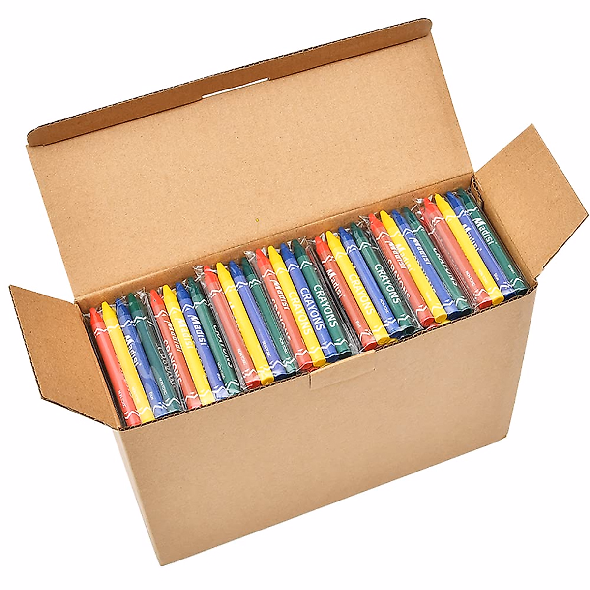 Madisi Crayons Bulk Pack, Regular Size, 4 Colors, 150 Packs, 600 Count