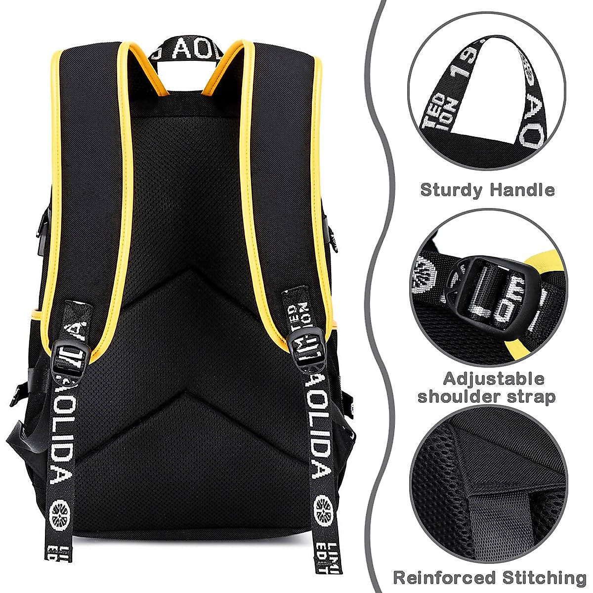 ZJYJING Anime One Piece Logo Luffy Print Backpack with USB Interface Casual Large Capacity Laptop Backpack (B3-1)