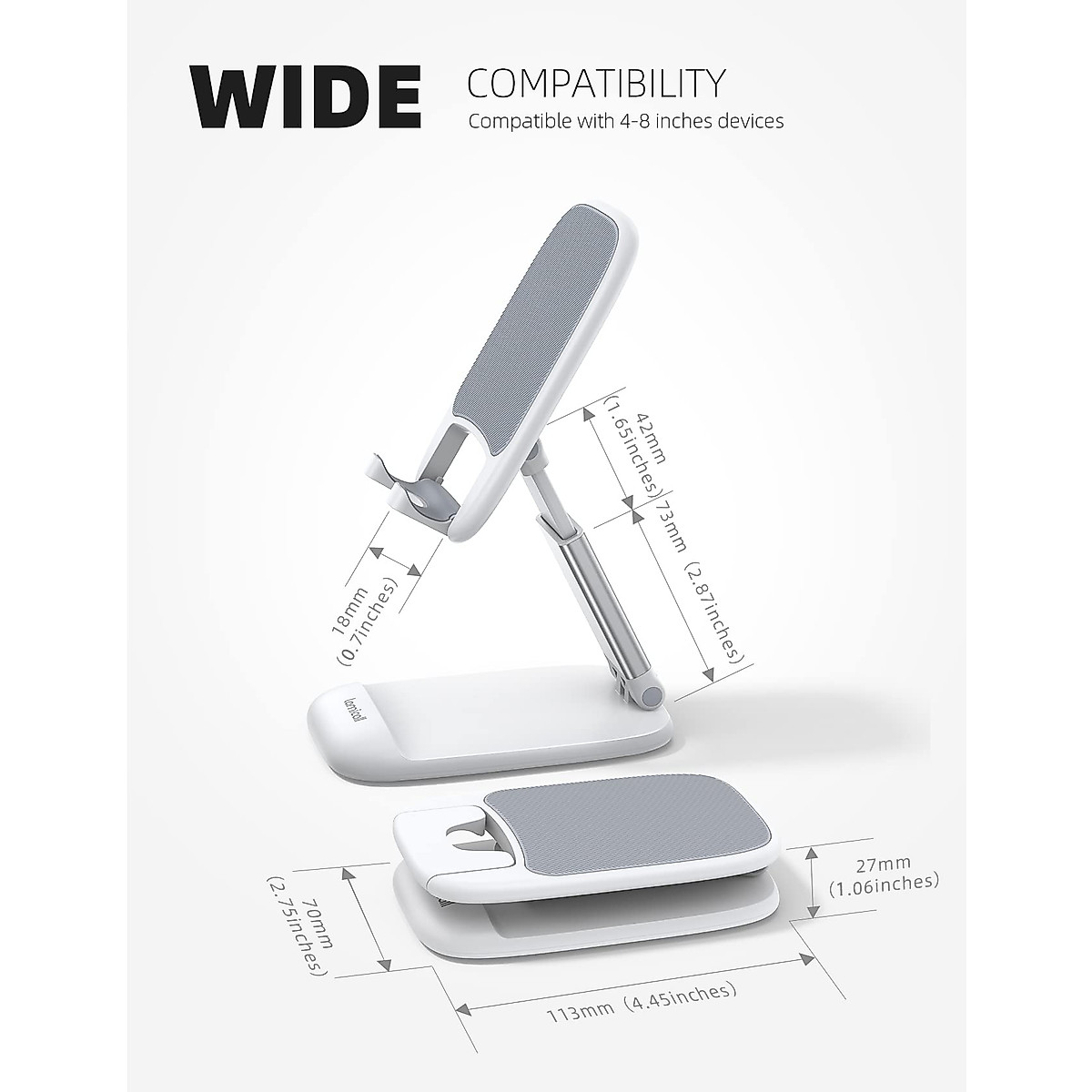 Lamicall Stand Phone Accessories, Desk - White Office Cell Holder, Desktop, Office Desk Accessories, for iPhone 16 15 14 13 12, Decor, Phone