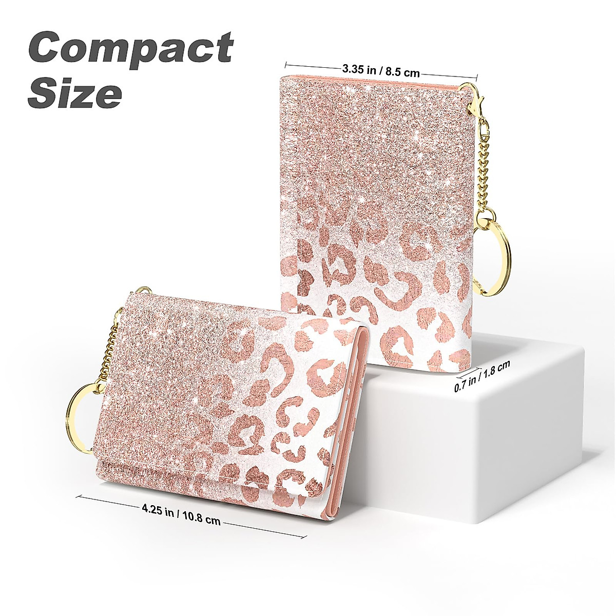 Nipichsha Womens Wallet, Small Credit Card Wallet for Women, Slim RFID Card Holder Wallet with 7 Card Slots & ID Window (Pink Gilt)