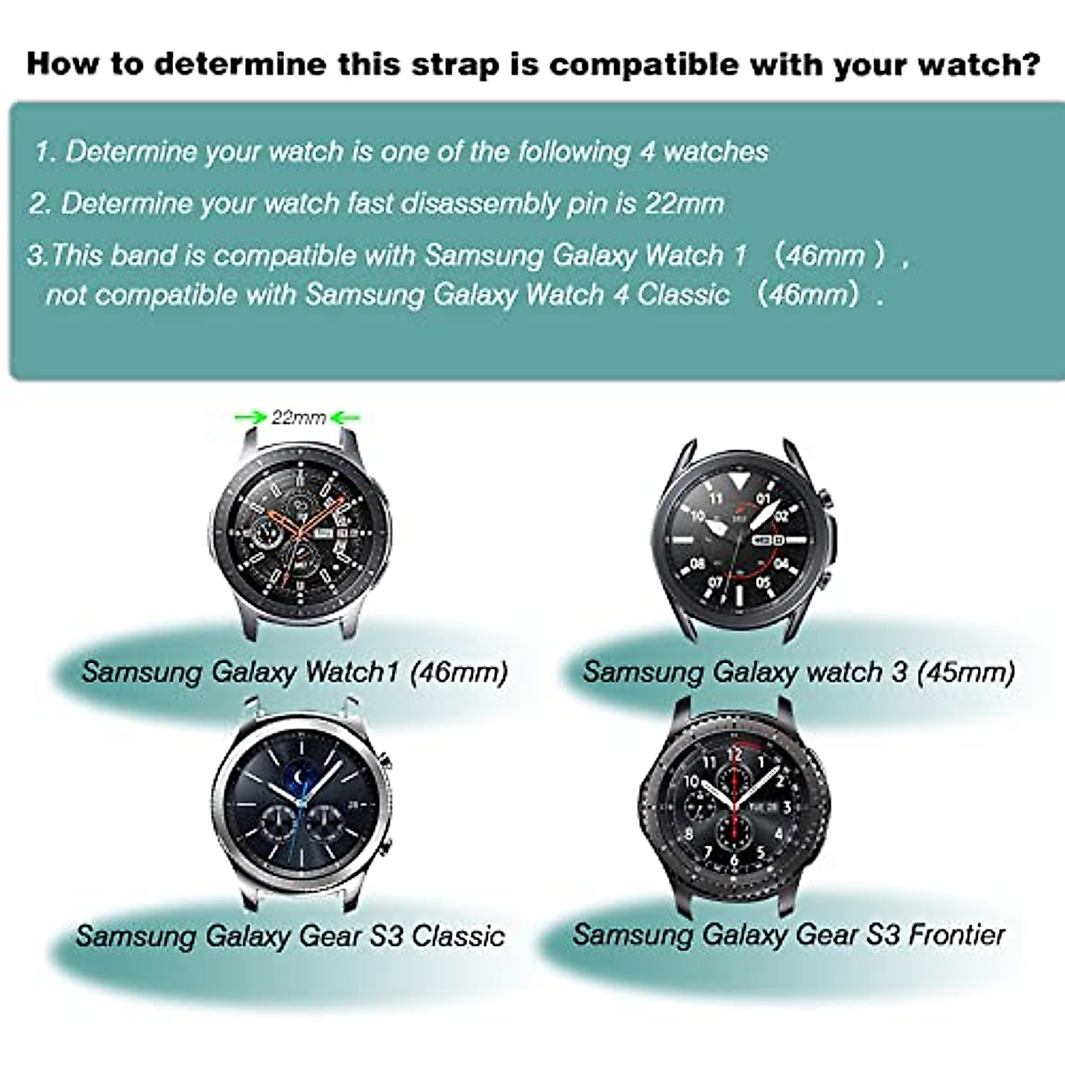 HSWAI Compatible with Samsung Galaxy Watch 46mm Bands/ Gear S3 Frontier, Classic Watch Bands/ Galaxy Watch 3 Bands 45mm, 22mm Soft Silicone Bands Bracelet Sports Strap for Men & Women. (Black)