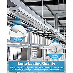 Sunco 50 Pack T8 LED Tubes 4FT Replacement for Fluorescent Bypass Ballast or Plug and Play 20W 2400 LM 5000K Daylight Ballast Compatible Single Ended or Double Ended Hybrid Type A+B Frosted Lens ETL