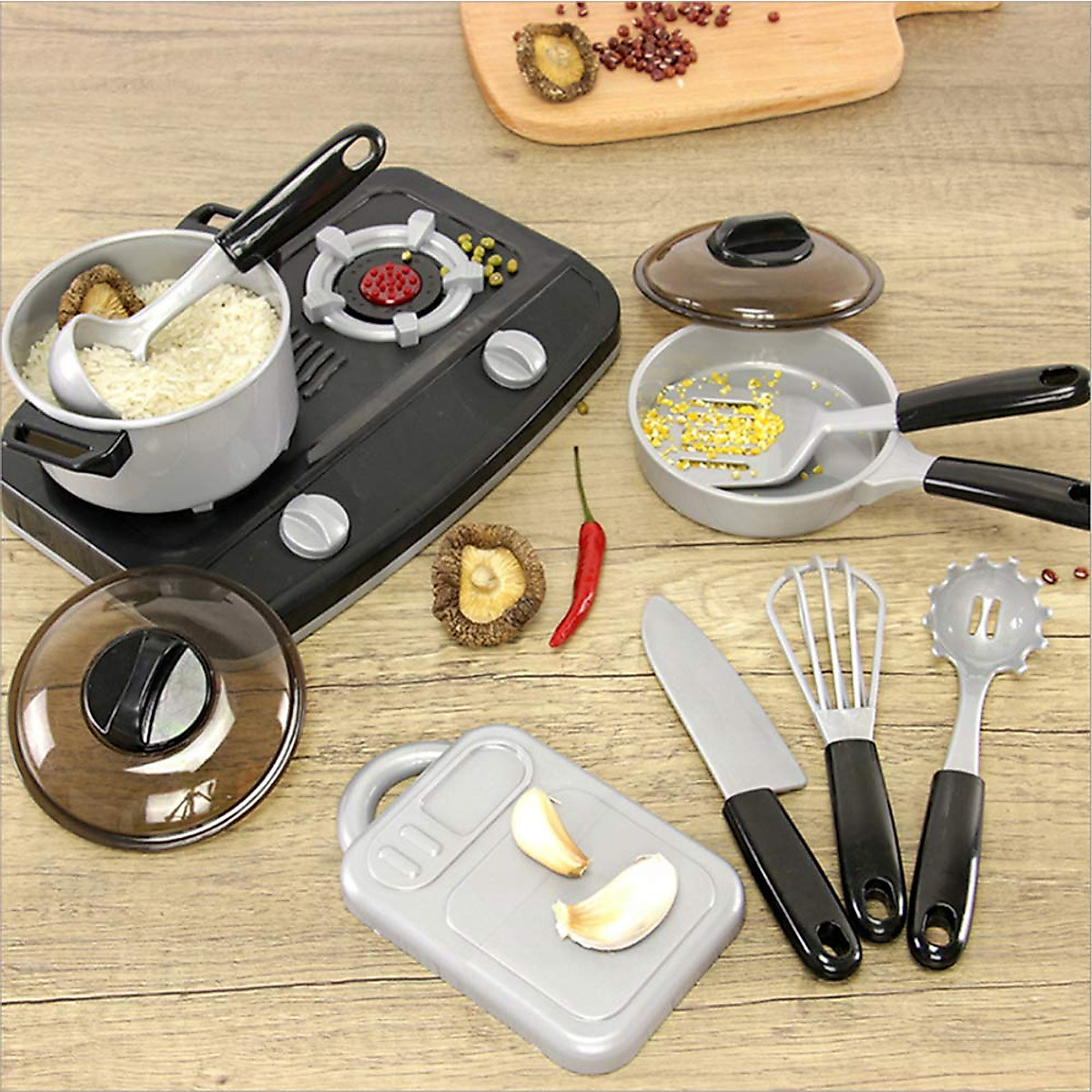 20 PCS Kitchen Playsets, OMGOD Play House Toy Breakfast Stove Pots Utensils and Pans Food Pretend Cookware Cooking Play Kitchen Set Playset for Kids Girl Boy Toddlers Birthday for girl