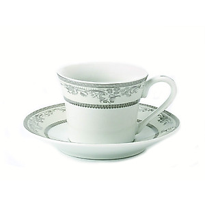 Lorren Home Trends Juliette-6 Cups and Saucers, One Size, Silver