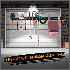 HORUSDY 64-Inch Heavy Duty Garage Organization Rack, 4 packs Rails and 9 Adjustable Hooks, Tool Organizer Rack with Heavy Double Hooks Tracks Max Load 600LB