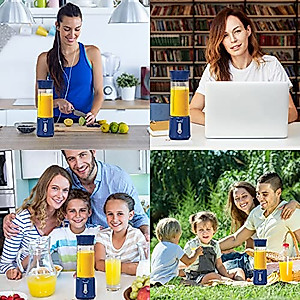 TastLi Portable Blender, USB Rechargeable, Travel Mini Personal Blender for Shakes and Smoothies, with 17 oz Blender Bottles, Waterproof, Small Juicer Cup Mixer Electric Smoothie Blender Maker (Dark blue)