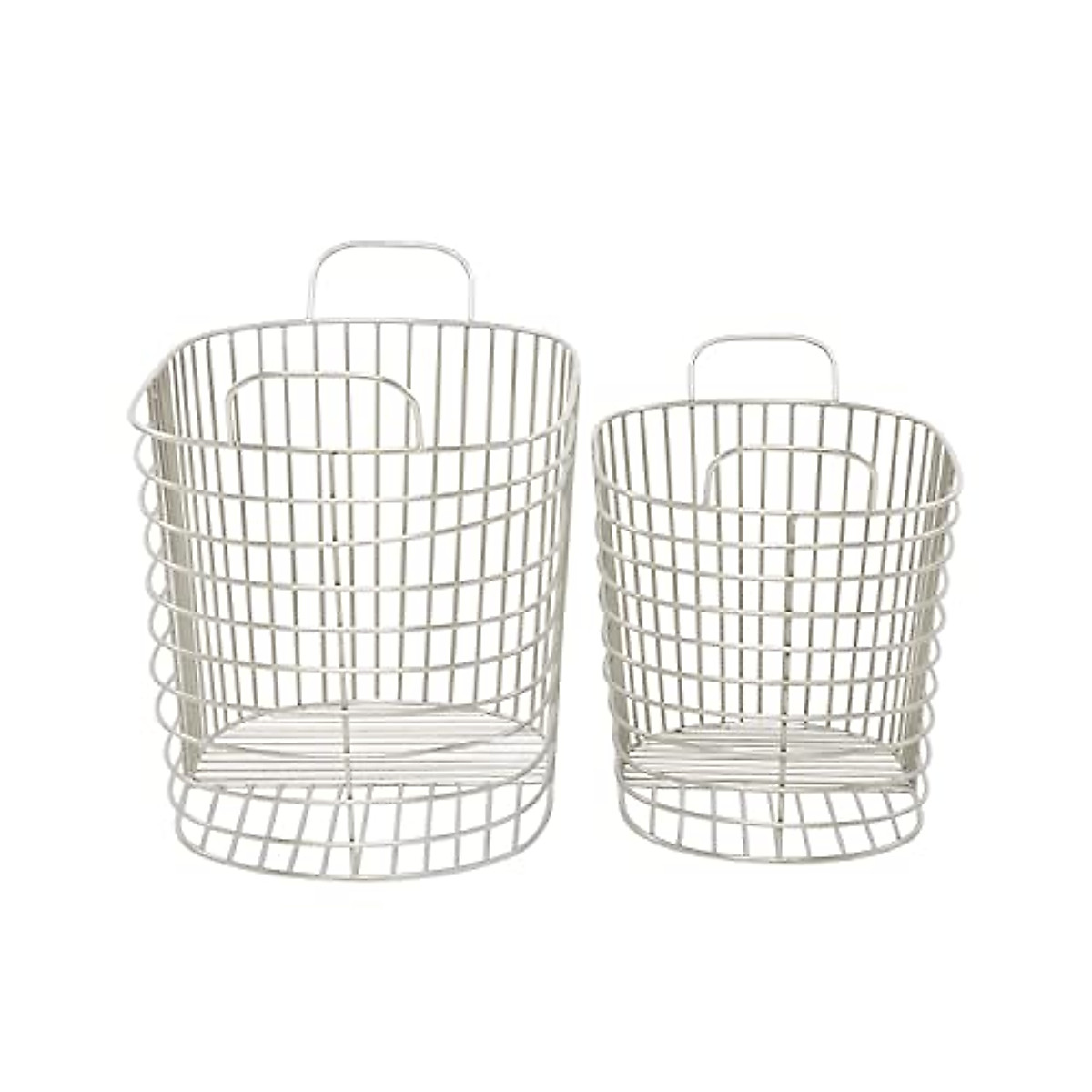 CosmoLiving by Cosmopolitan Contemporary Metal Round Storage Basket, Set of 2 14", 12"H, Silver