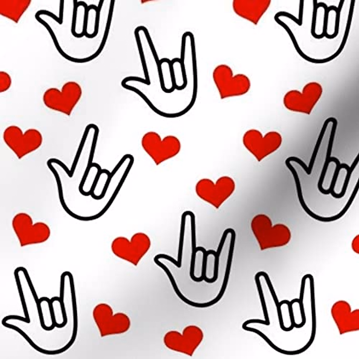 Spoonflower Fabric - Love Yous Hearts Valentine You Sign Language Printed on Polartec(R) Fleece Fabric Fat Quarter - Sewing Blankets Loungewear and No-Sew Projects