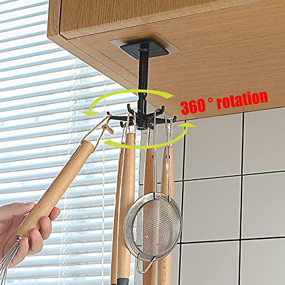 Self-Adhesive Kitchen Hooks for Hanging 360° Rotating, Waterproof Utility Hook Kitchen Towel Hooks Suction Cup Hook Holder for Bathroom Home, Stick on Wall Door Cabinet Hook for Hanging (White)