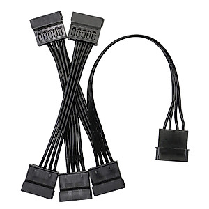 GELRHONR IDE to SATA Power Splitter Cable,LP4 4Pin IDE to 5 x15 Pin SATA Power Conversion Line Extension Y-Cable for Hard Disk