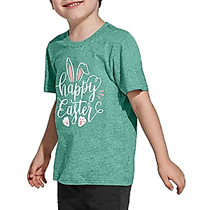 Happy Easter Shirt for Toddler Baby Girls Boys Bunny Rabbit Graphic T-Shirt Letter Print Tees Holiday Tops Green