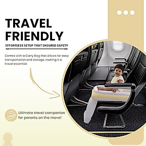 Gembebe Safe and Convenient Traveling with Inflatable Toddler Airplane Bed - Includes Hand Pump, Equipped with Seat Belt, Comes with Carry Bag, BPA-Free Material, Perfect for Airplane Travel (Yellow)