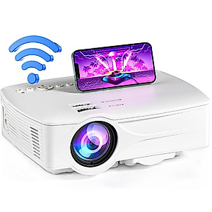 Laptop WiFi Projector Computer Portable Projector 1080P 7500L Video Movie Outdoor Home Cinema HDMI Multimedia 120" Keystone Correction Compatible with Smartphone EXCEL PPT iOS Android （White）