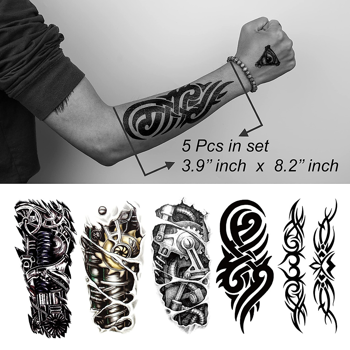 LAFORTIS 26 Sheets Realistic Waterproof Multiple Sizes Long Lasting Fake Tattoos Temporary Tattoo for Men Teens Boys on Arm Body Finger