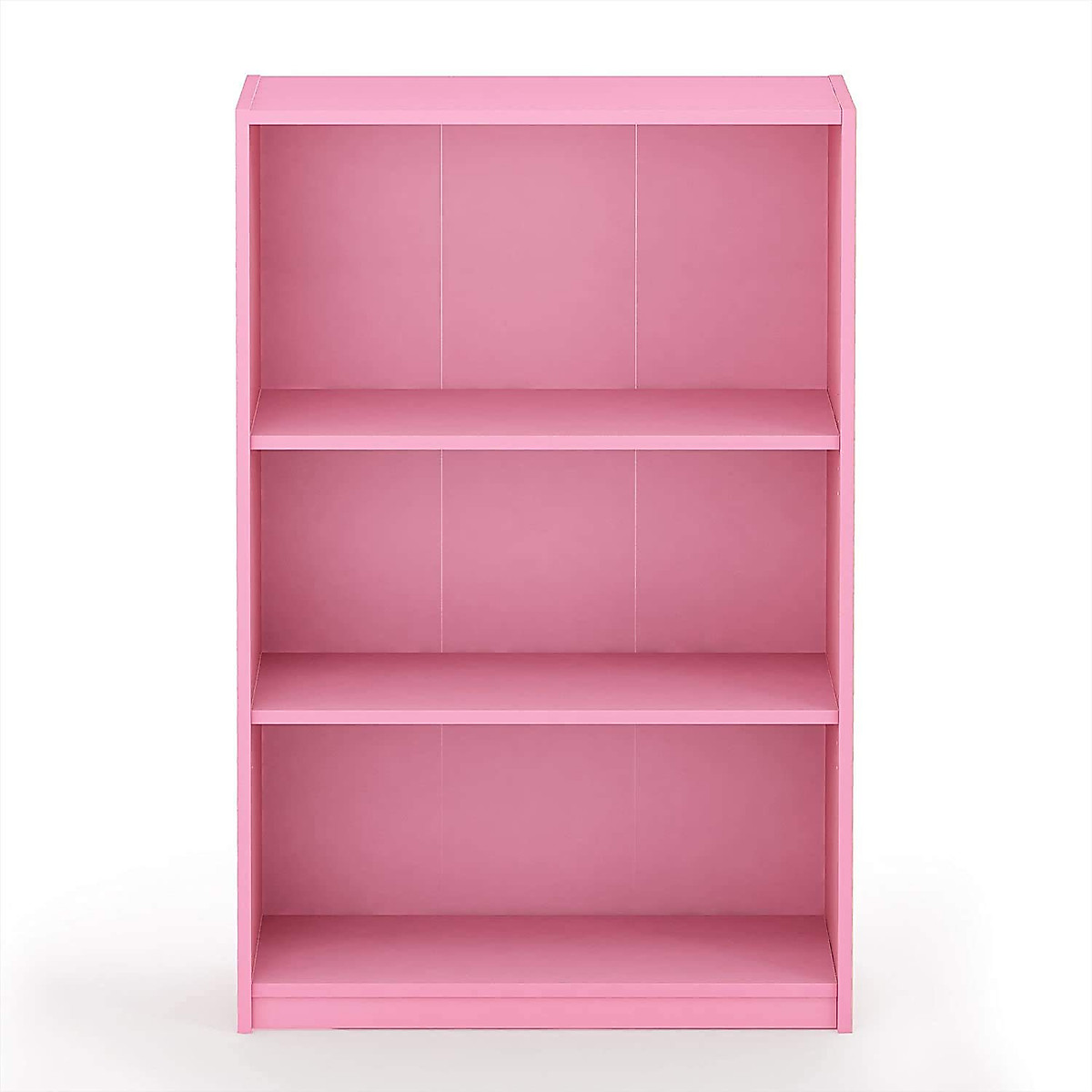 Furinno Jaya Simple Home 3-Tier Bookcase and Turn-N-Tube 3-Tier Corner Display Rack (Pink/White)