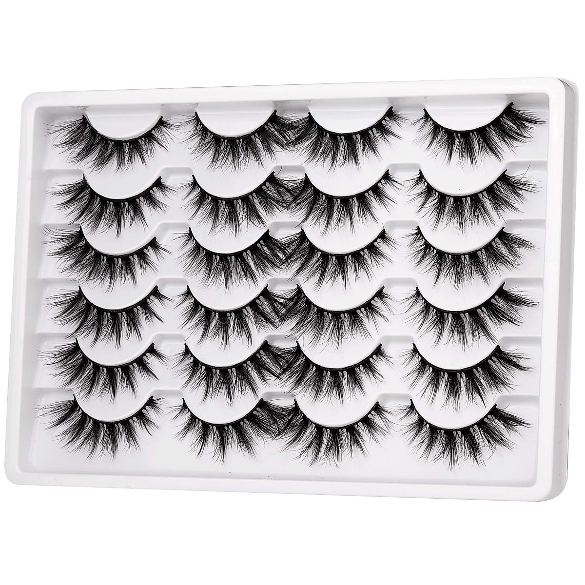 Cat Eye Lashes Pack Wispy 3D Faux Mink Lashes 18mm Fluffy False Eyelashes Soft Reusable Handmade Fake Eyelashes, 12 Pairs Pack by Pawotence