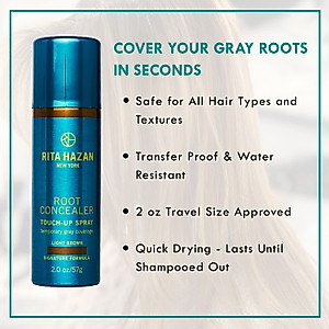 Rita Hazan Root Concealer Touch Up Spray - Instant Spray To Cover Up Roots - Quick Drying, Water-Resistant Formula - Temporary Hair Color Spray for Gray Roots - 2 oz. Root Spray Dark Brown/Black