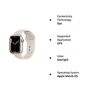 Apple Watch Series 7 (GPS, 41mm) Starlight Aluminum Case with Starlight Sport Band, Regular (Renewed)