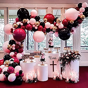 PartyWoo 140 pcs Burgundy and Pink Balloon Garland Kit, Burgundy, Ruby Red, Pastel Pink, Dusty Pink Balloons for Balloon Garland Arch Kit, Birthday Party, Baby Shower, Wedding