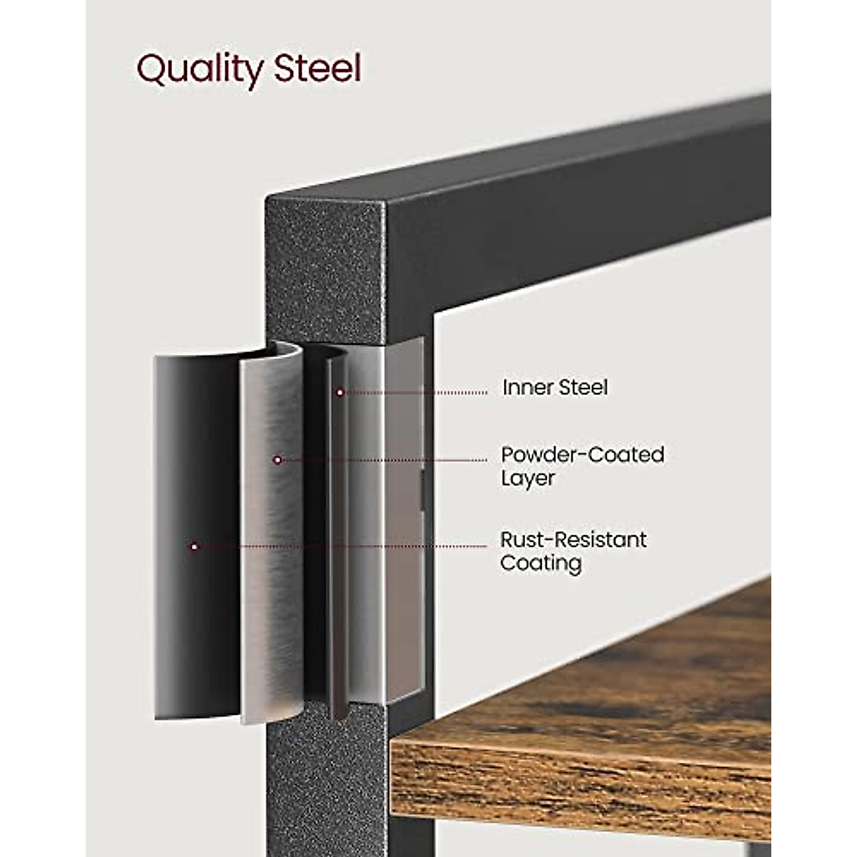 VASAGLE ALINRU Bookshelf, Bookcase, 5-Tier Storage Rack with Steel Frame, for Living Room, Office, Study, Hallway, Industrial Style, Rustic Brown and Black ULLS061B01